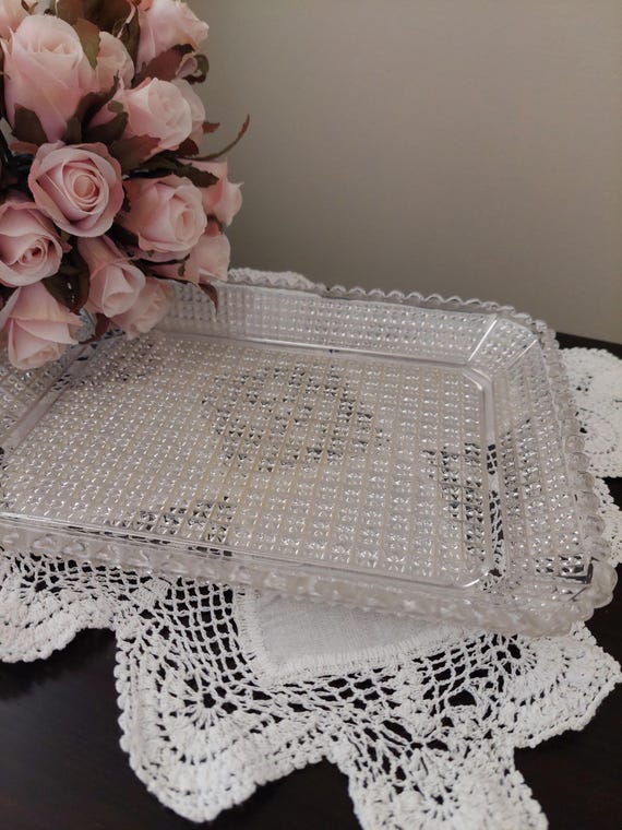 Glass tray, vintage tray, 1980's tray, vanity tray, t… - Gem