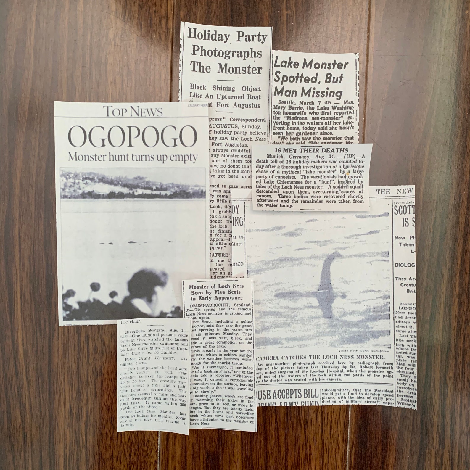 Lake Monster Newspaper Clippings Set - Etsy
