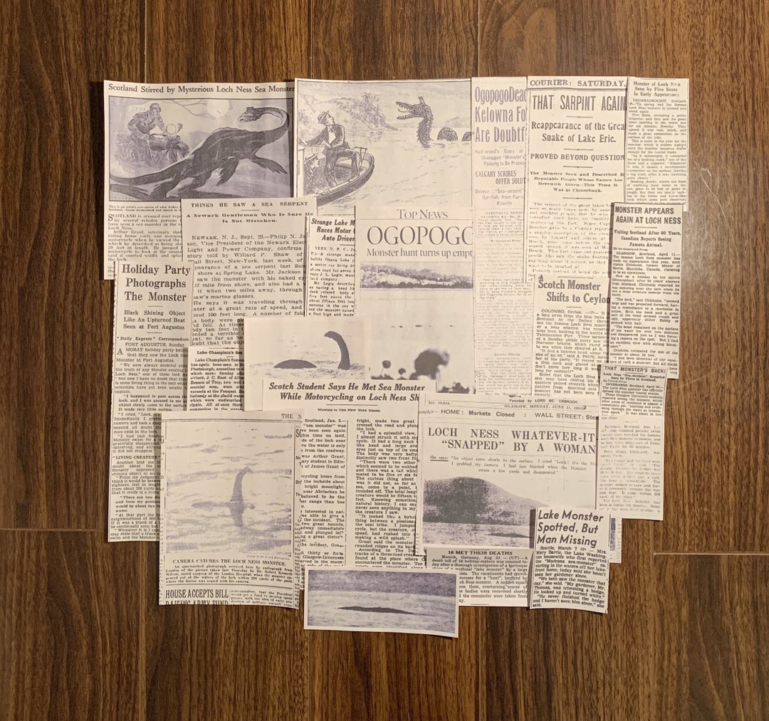 Lake Monster Newspaper Clippings Set - Etsy
