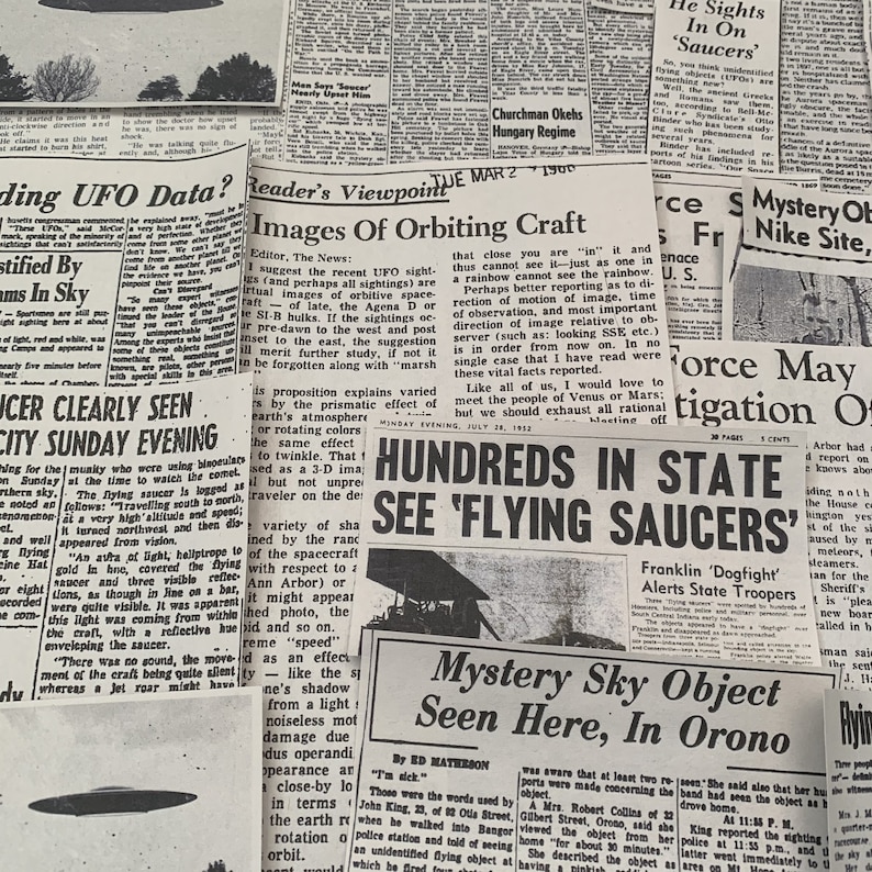 UFO Newspaper Clippings 21 Piece Collection Vintage Aliens - Etsy
