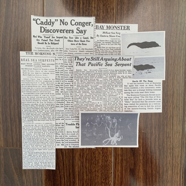 Sea Monster Newspaper Clippings Set - Etsy