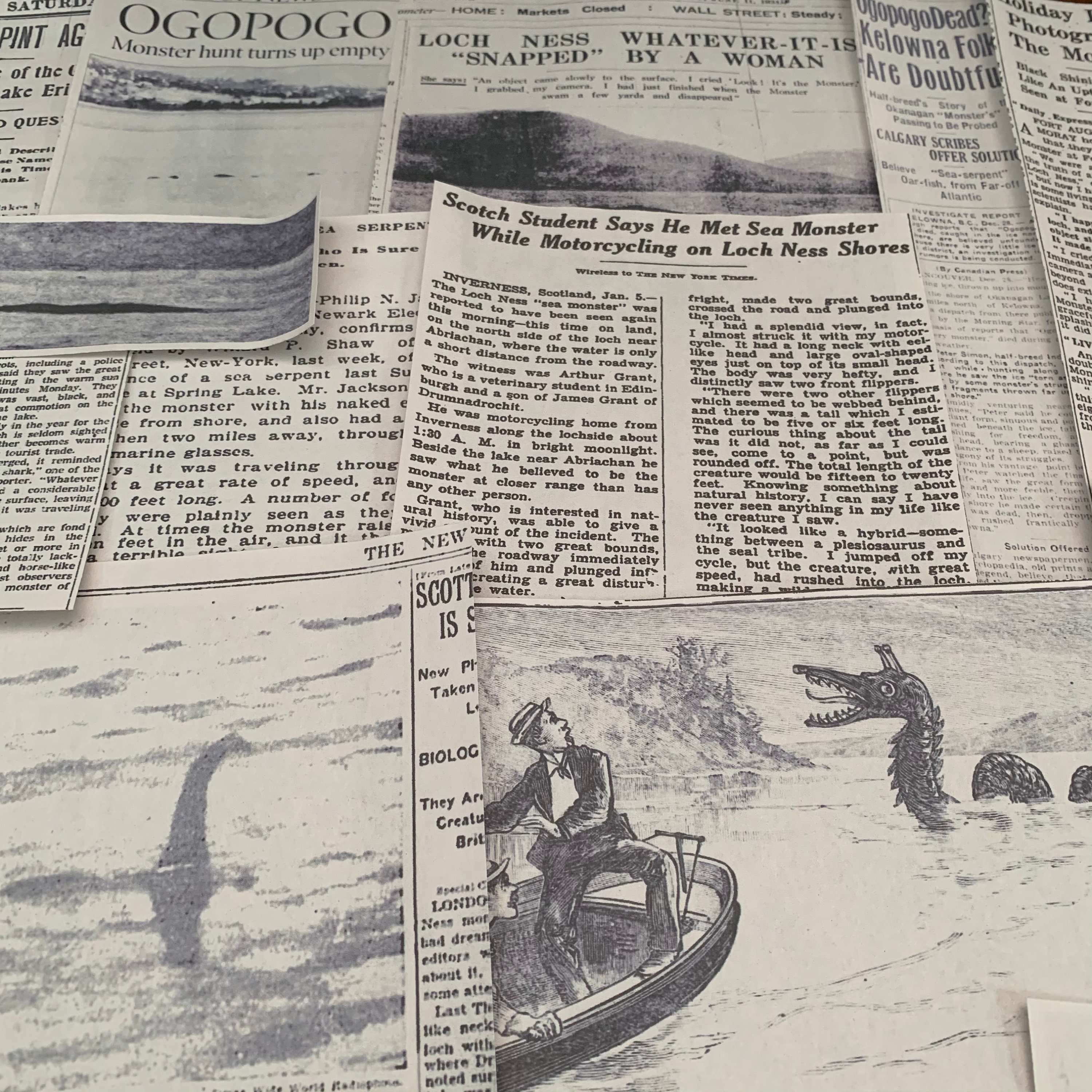 Lake Monster Newspaper Clippings Set - Etsy