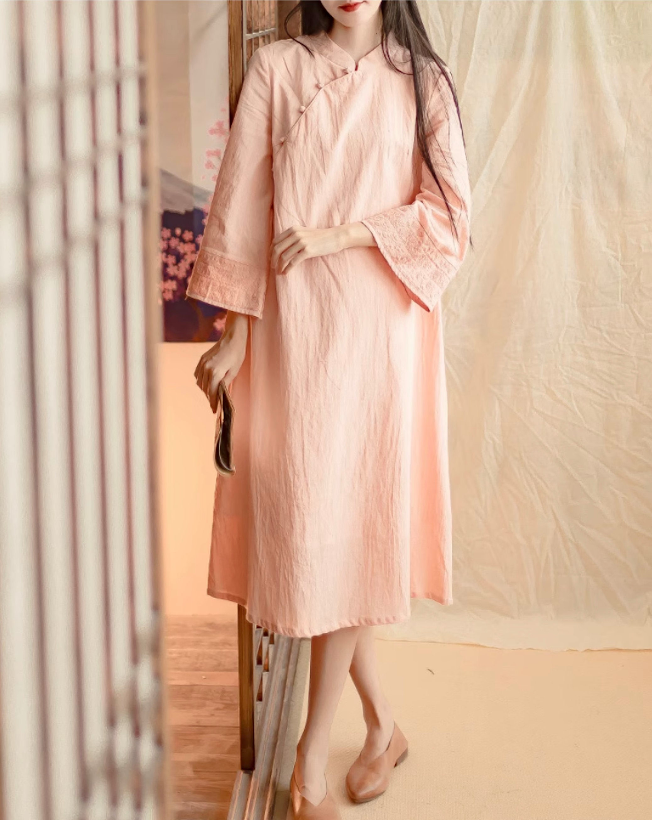 Ancient Embroidery Style Cotton Tea Ceremony Dress - 新中式茶服 Neo-chinese ...