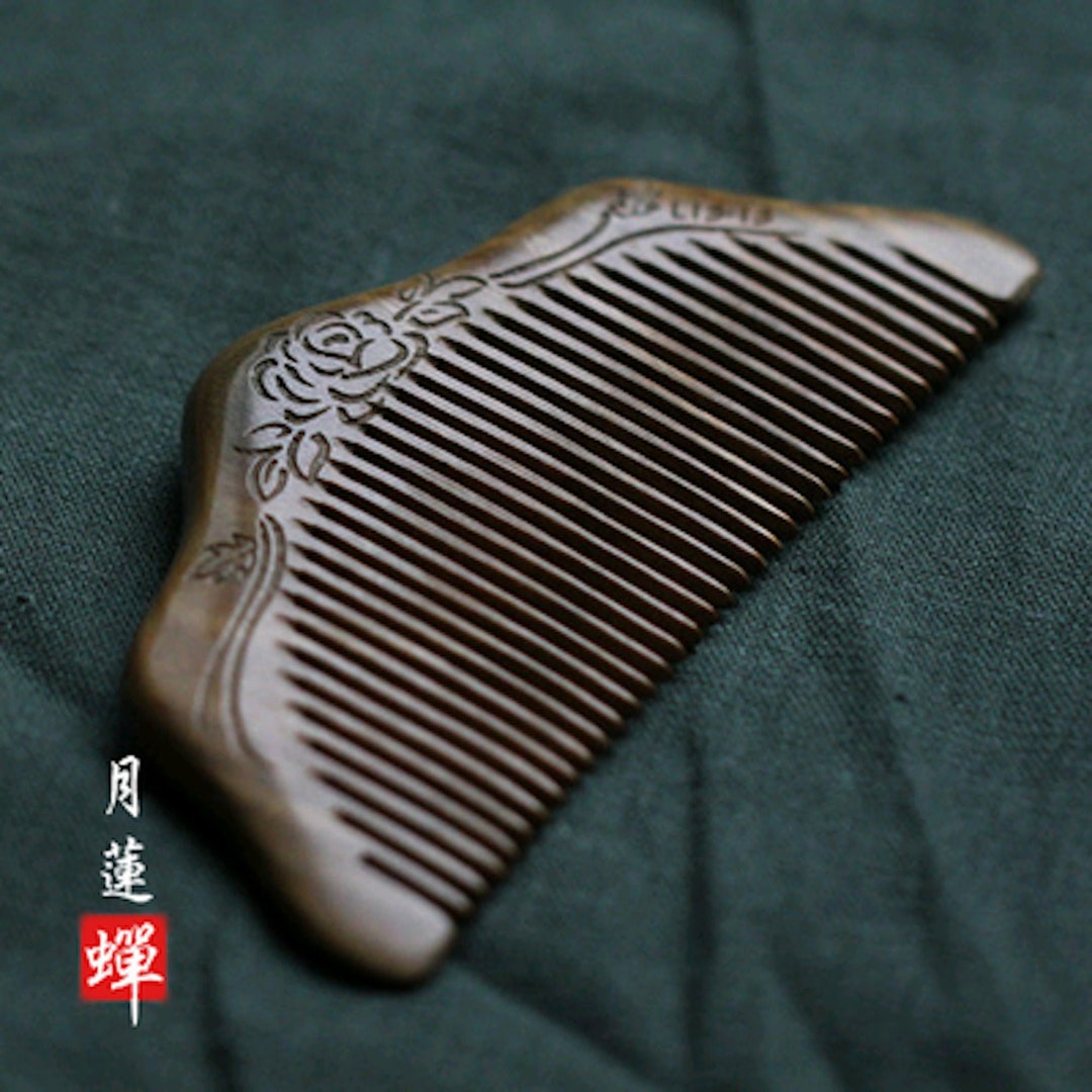 Testimony of Time - Chinese Romance - Natural Green Sandalwood Comb ...
