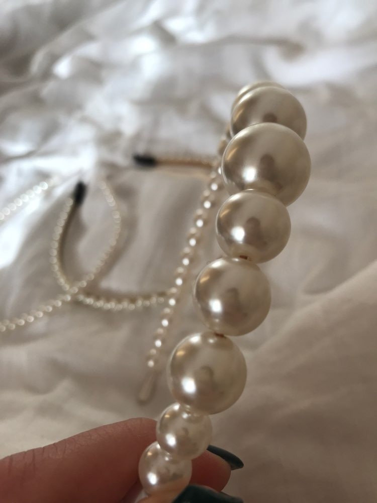 White Pearl Headband Vintage Hair Band Pearls Head Band - Etsy