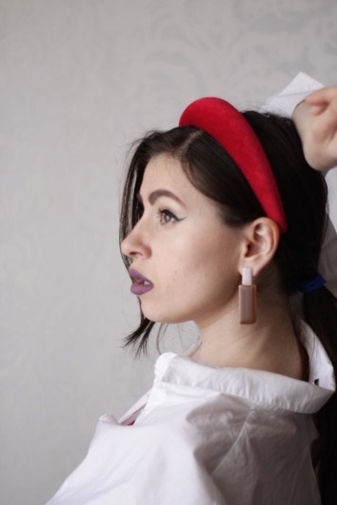 Hair Band Red Velvet Plush Headband Vintage Padded Velvet Head - Etsy