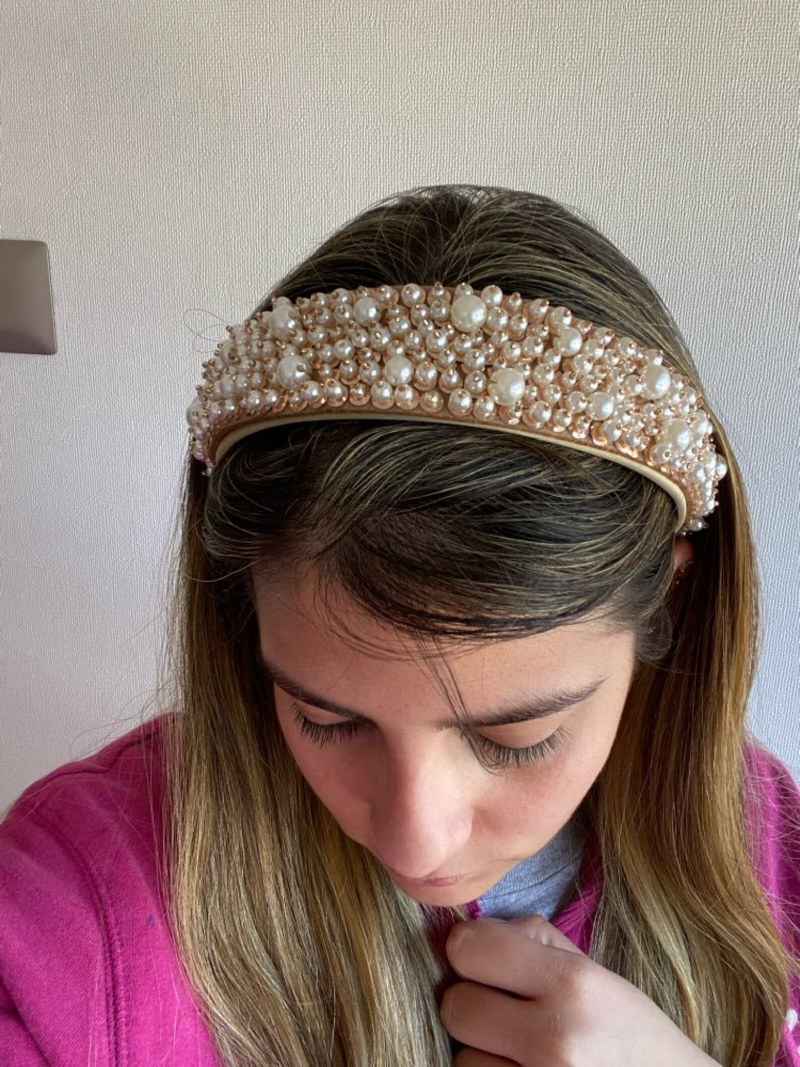 White Pearl Headband Peluche vintage Hair Band Pearls Head - Etsy France
