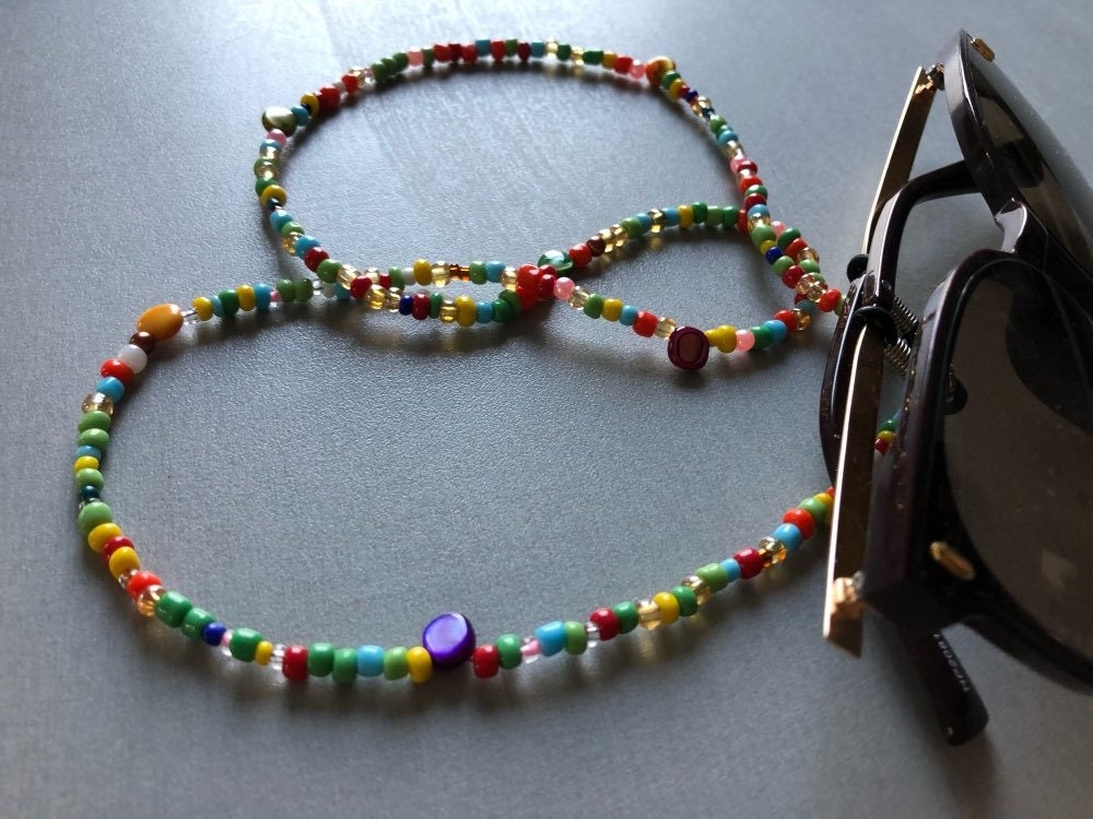 Beaded Glasses Chain Sunglass Strap Chain Colored Beaded - Etsy