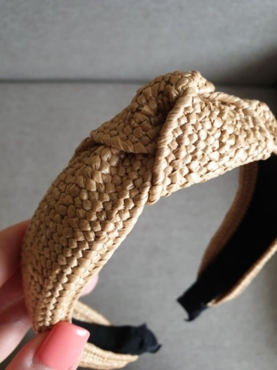 Raffia Knotted Headband Beige Straw Weaving Knotted Headband | Etsy