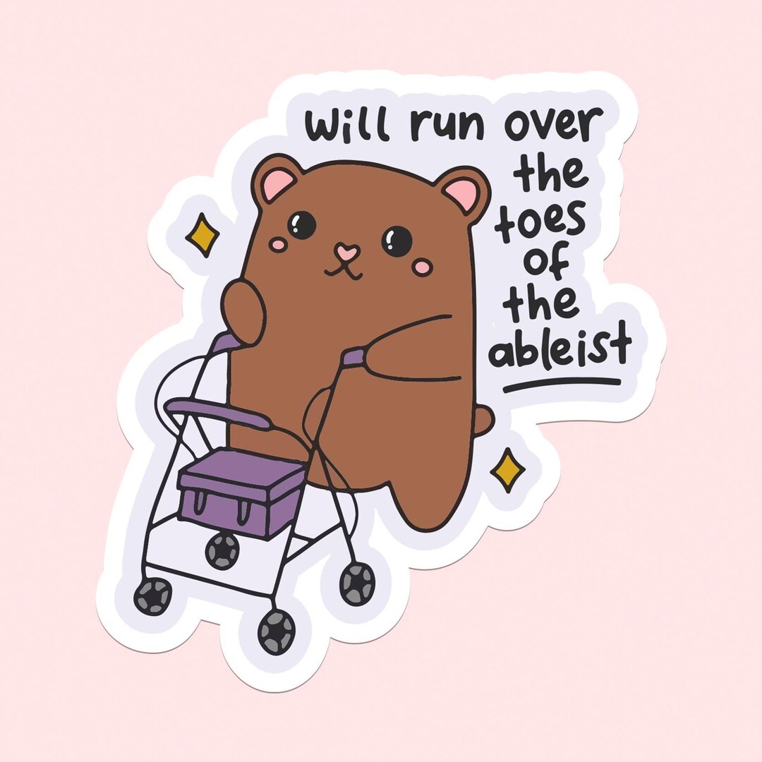 Run Over the Toes Funny Bear Sticker Funny Disability Sticker Die Cut ...