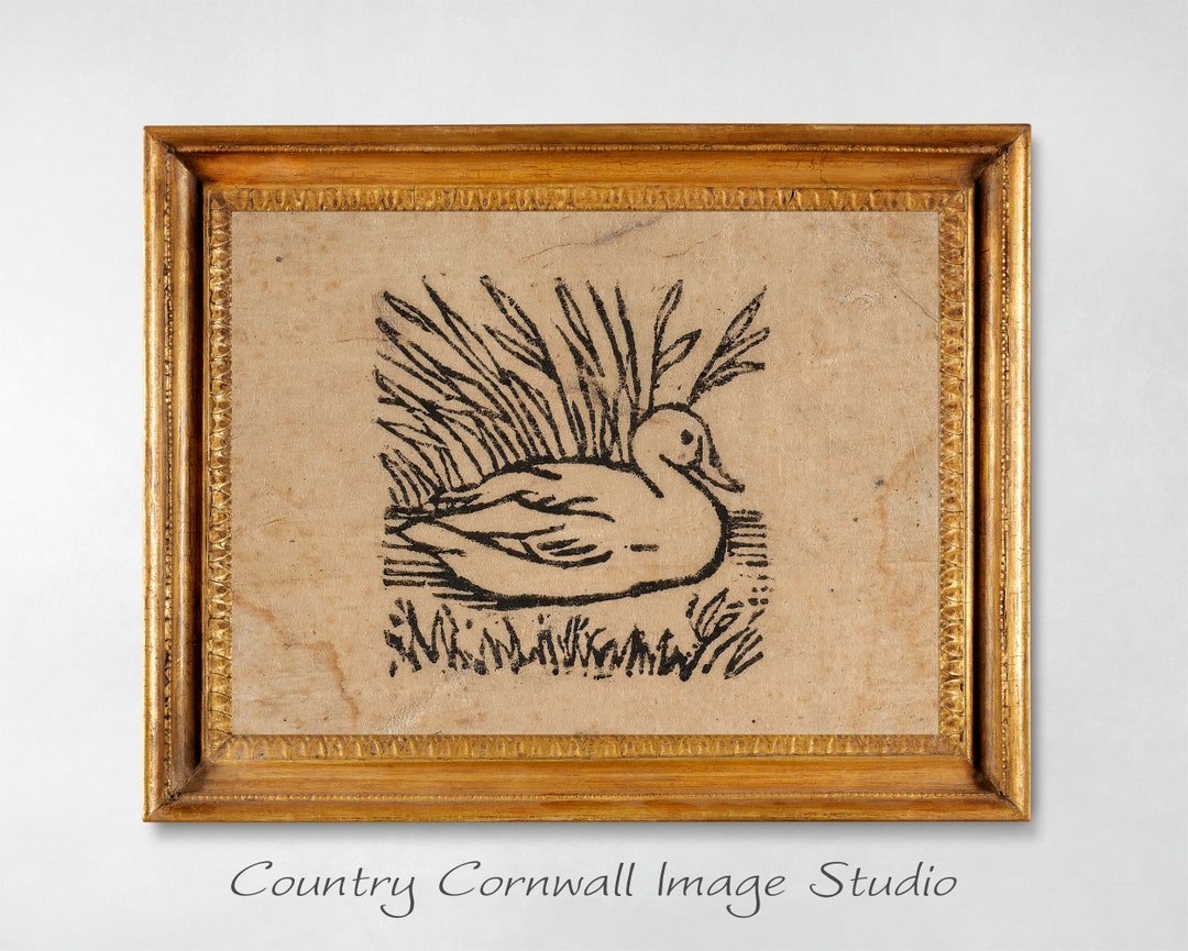 Duck Block Lino Print Vintage Art Living Room Wall Décor - Etsy