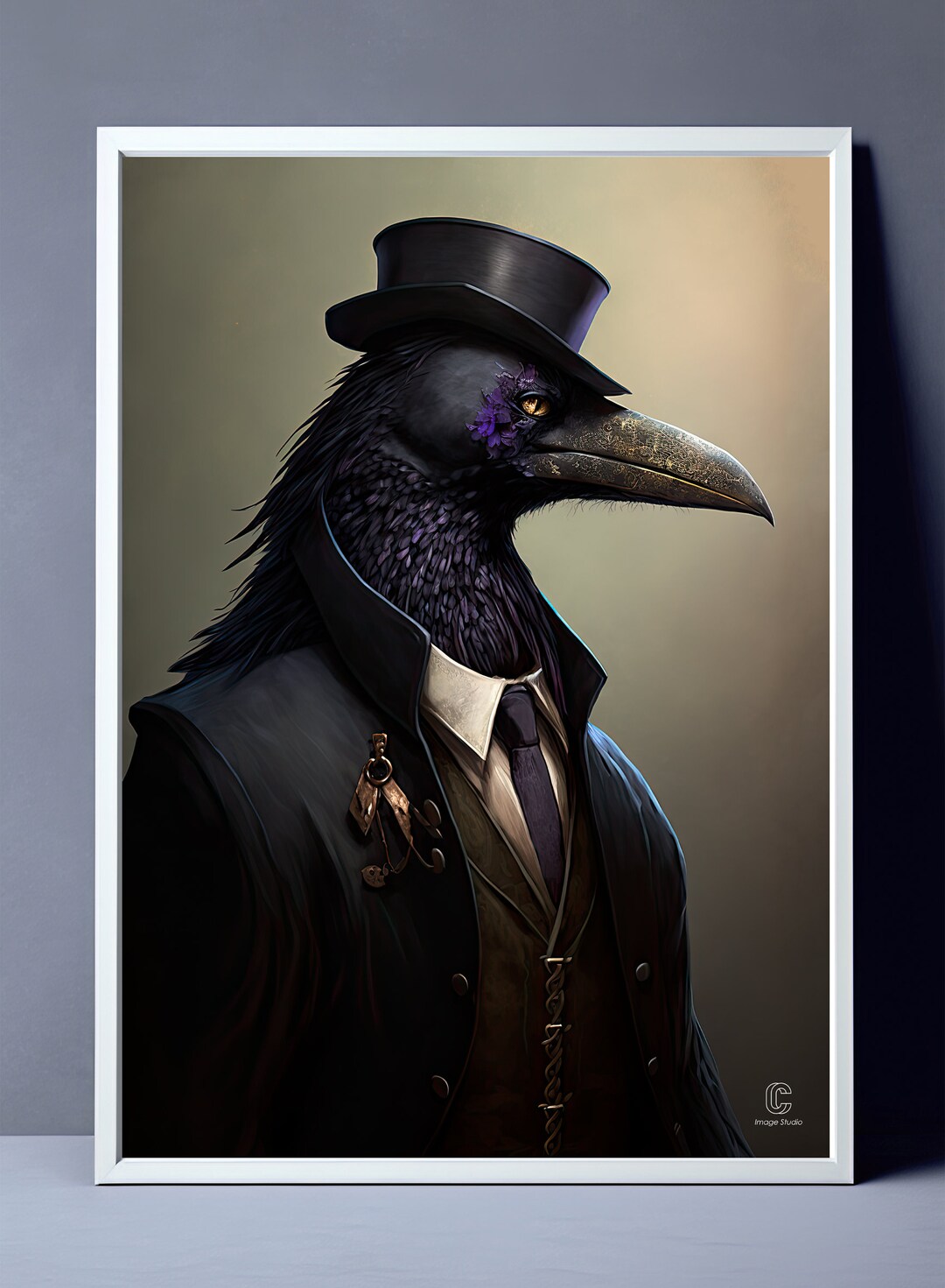 Renaissance Raven Suit Portrait Painting Style - Etsy