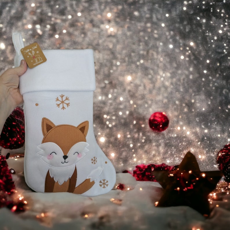 Botte de Noël blanche personnalisée par broderie pour un Noël - Etsy France