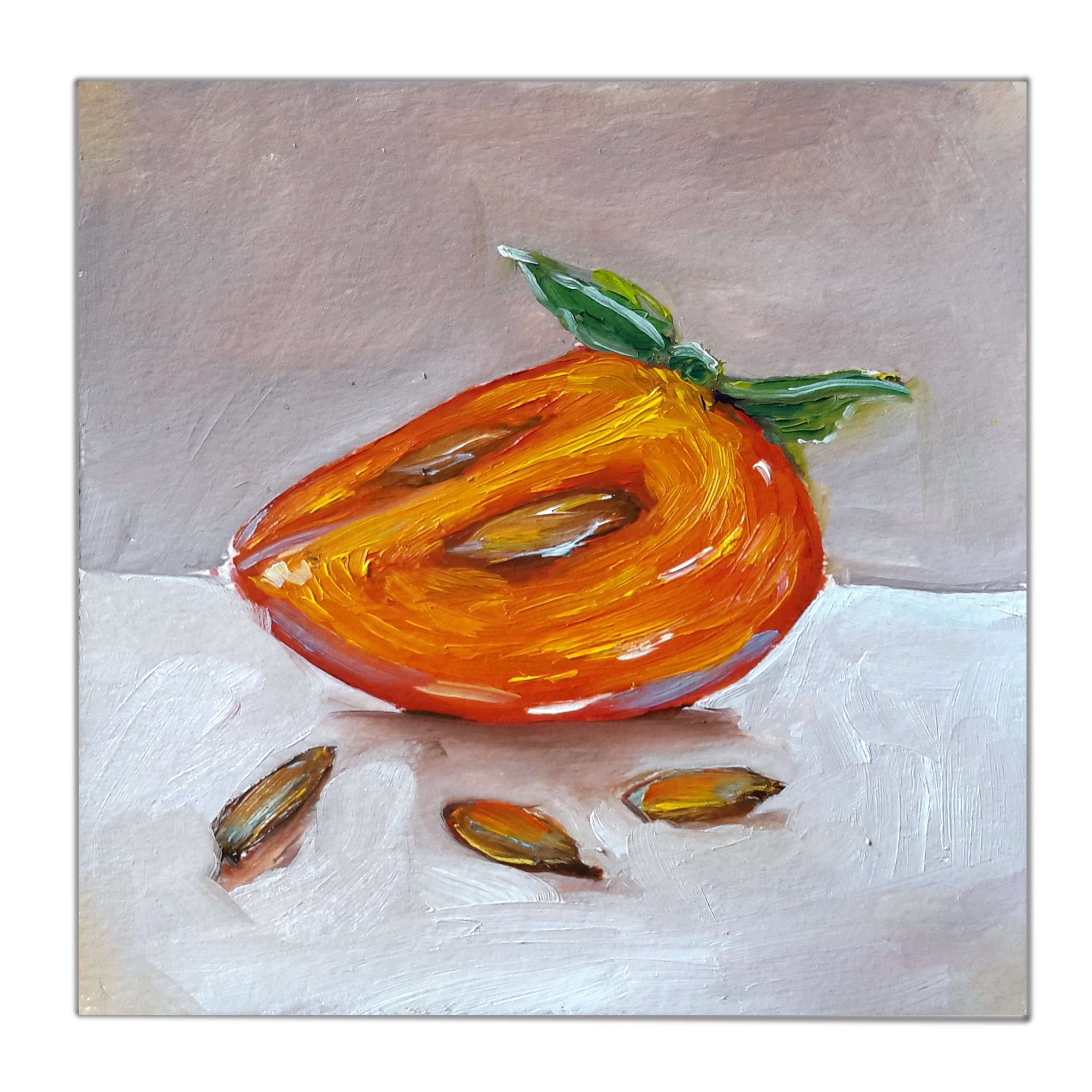 Drawing & Illustration Pastel Persimmon Original Oil Pastel Painting ...