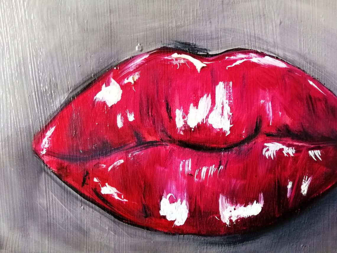 Red Lips Painting Original Art Oil Painting by Irina Nasaeva | Etsy