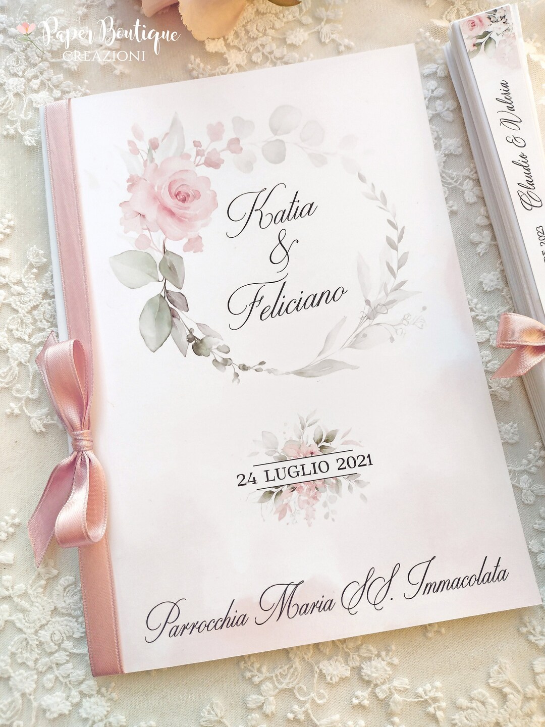 Wedding Mass Booklet, Sweet Rose Collection, Blush Pink, Personalized ...
