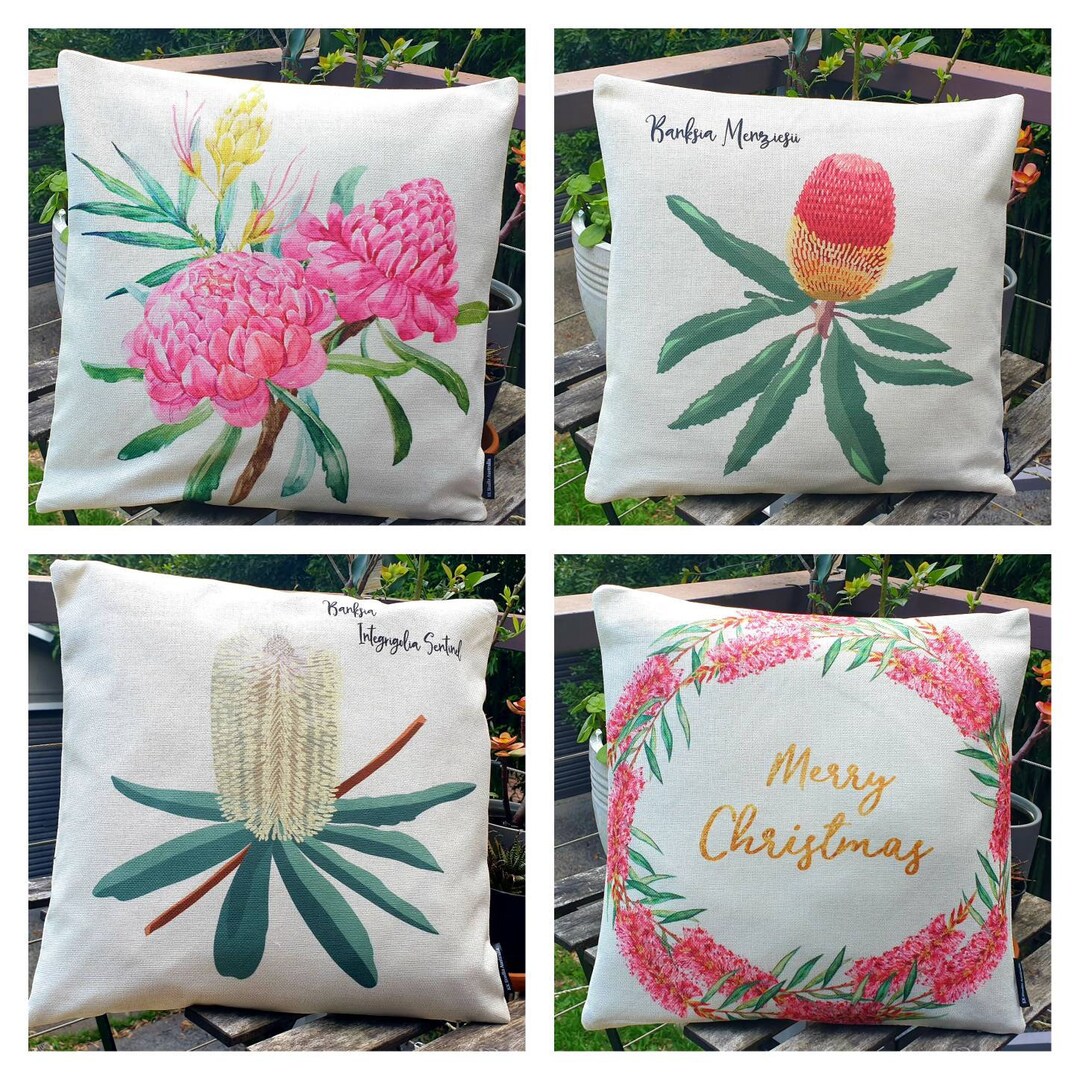 Australian Flowers- Cushion Covers- Eucalyptus- Gumnut- Waratah ...