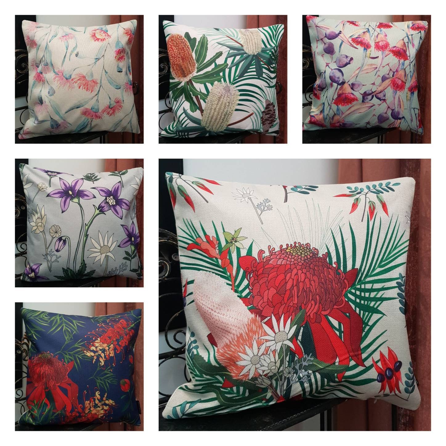 Australian Native Flower Cushion Cover | Linen Throw Pillow ...