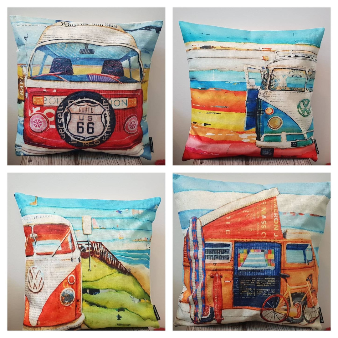 Kombi - VW- Retro- Linen Cushion Covers- Handmade- Made in Australia ...