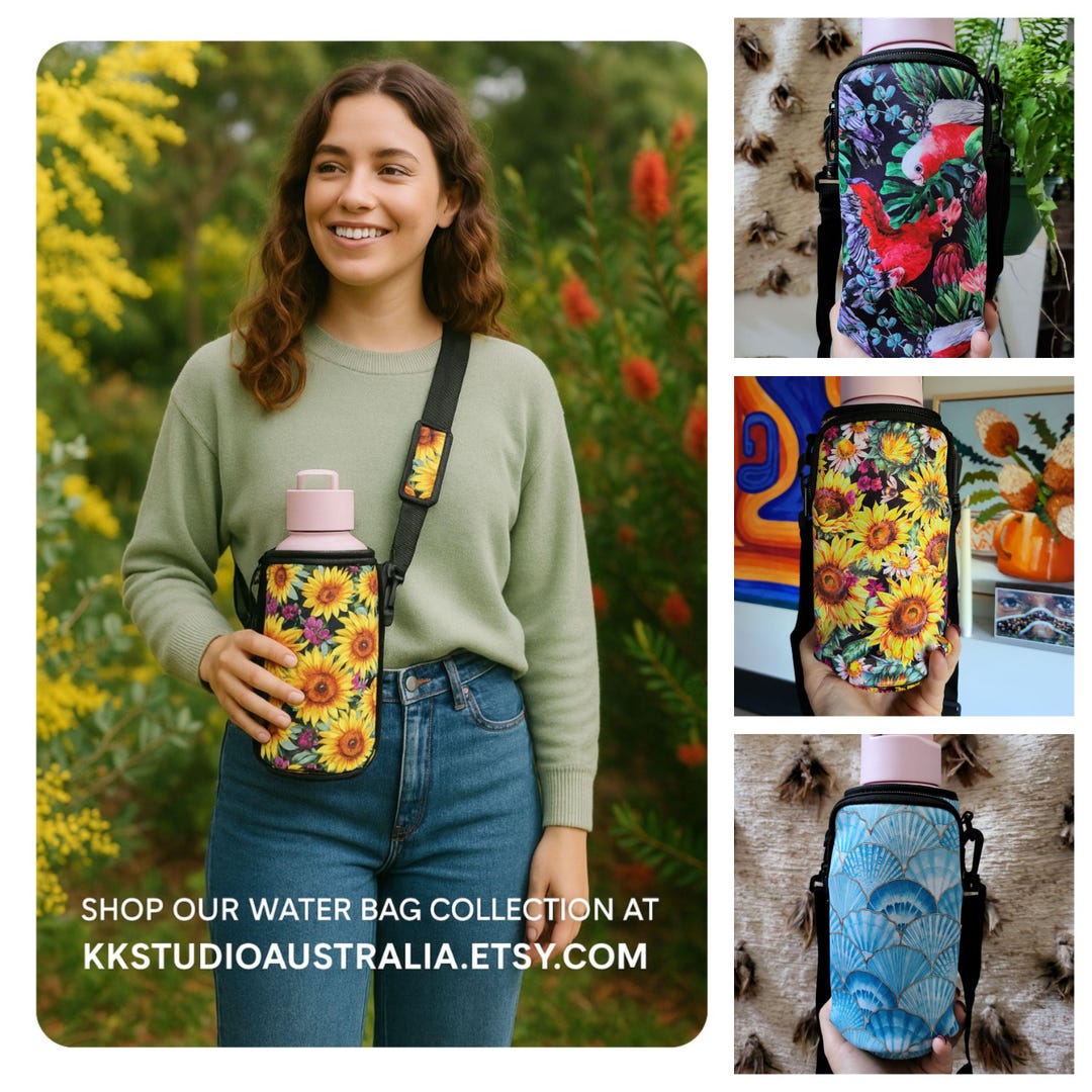 New- XL- Size- Botanical- Water Bottle Carry Bags With a Phone Pocket ...