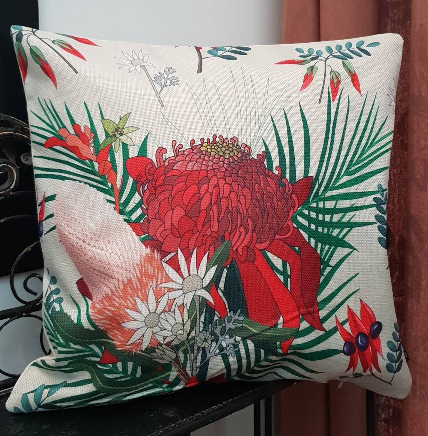 Australian Native Flower Cushion Cover | Linen Throw Pillow ...