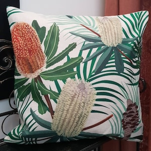 Australian Native Floral Collection- Cushion Covers- Linen- Banksia ...