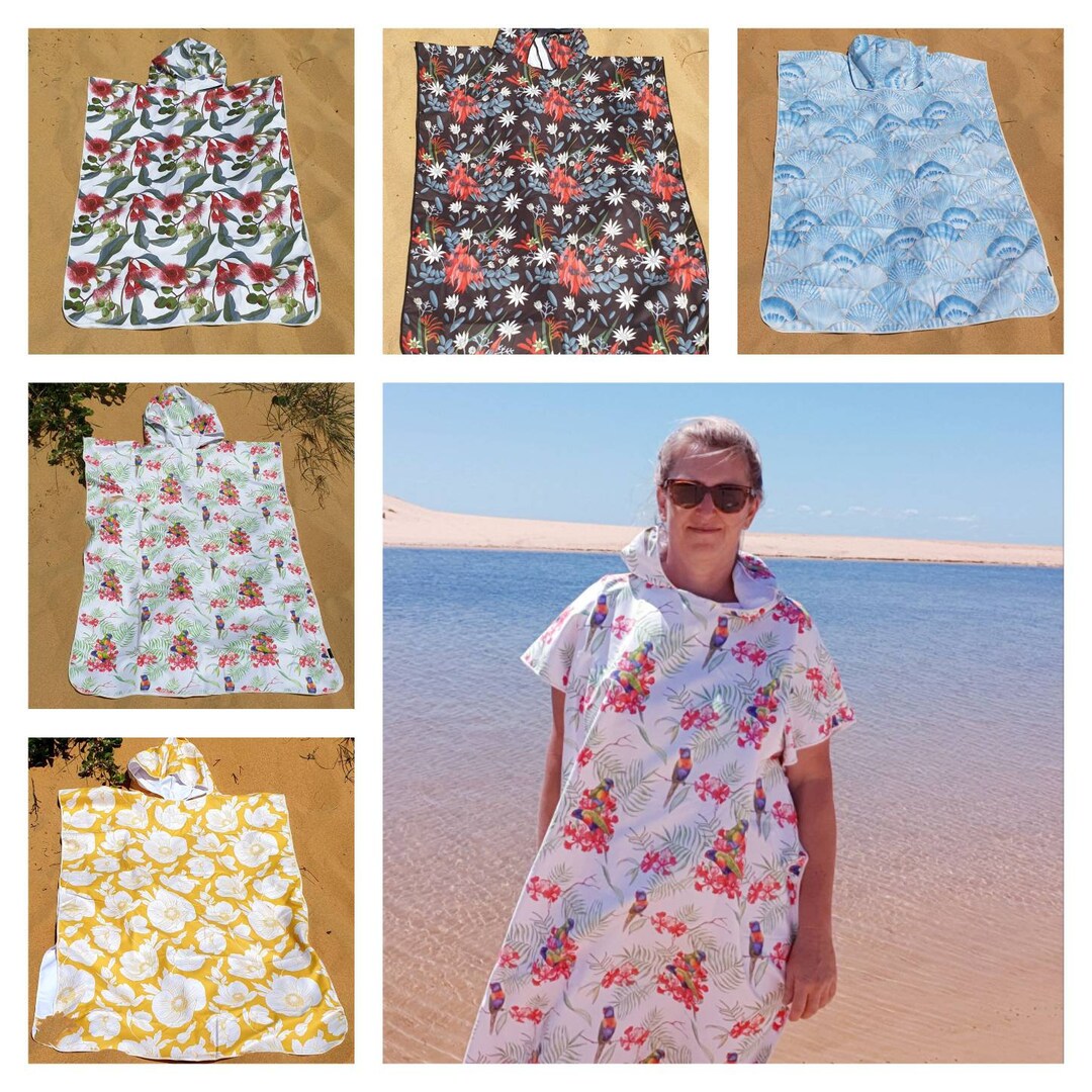 New- Beach Hooded Poncho- Changing Beach Robe- Quick Dry- Practical ...