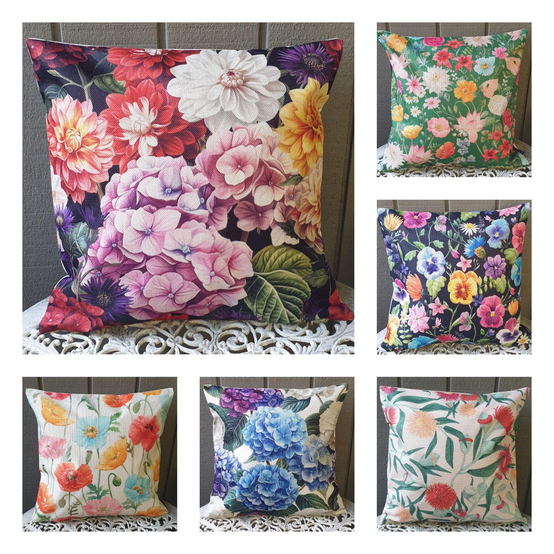 Australian & Garden Flowers- Cushion Covers- 45x45cm- 18 Inch- Indoor ...