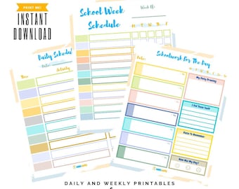 Student Planner Printable Kids Daily Schedule Rainbow Weekly | Etsy
