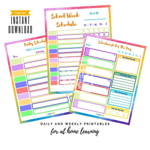 Calendars & Planners planner Printable kids daily schedule weekly ...