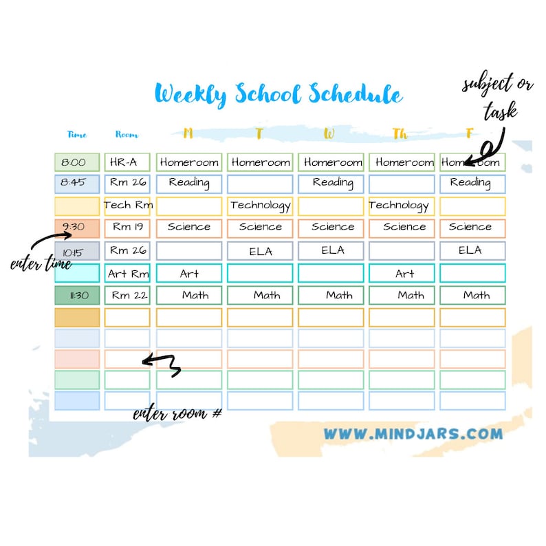 Printable Weekly Daily Kids Student Planner Schedule Homeschool ...