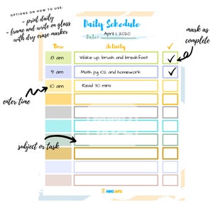 Student Planner Printable Kids Daily Schedule Weekly Planner Timetable ...