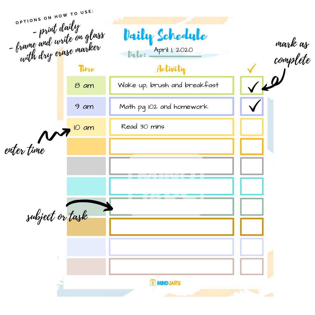 Student Planner Printable Kids Daily Schedule Weekly Planner Timetable ...