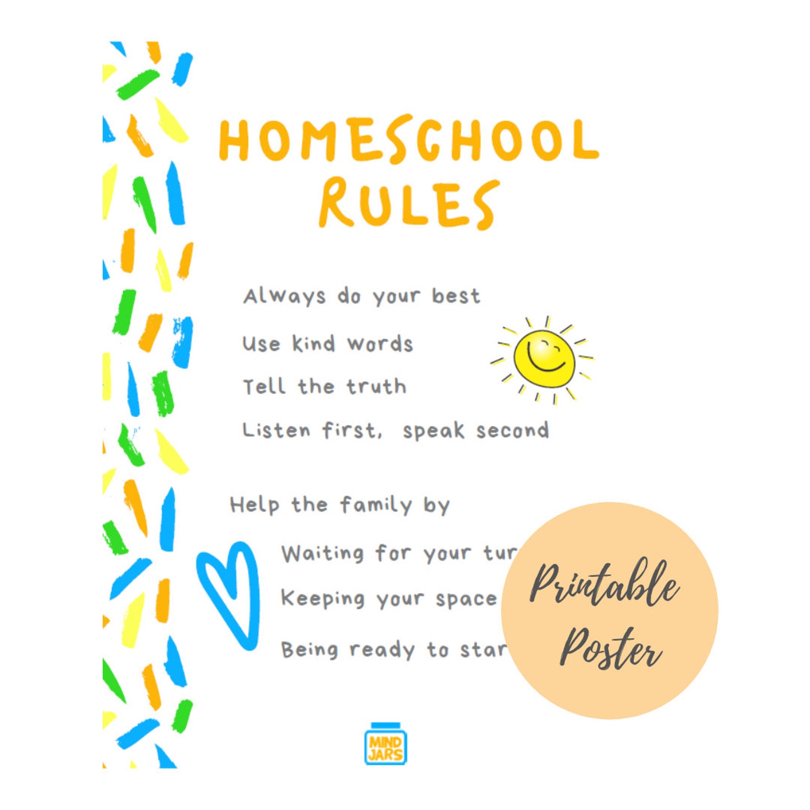Printable Homeschool Rules Poster Classroom Rules House Rules Etsy