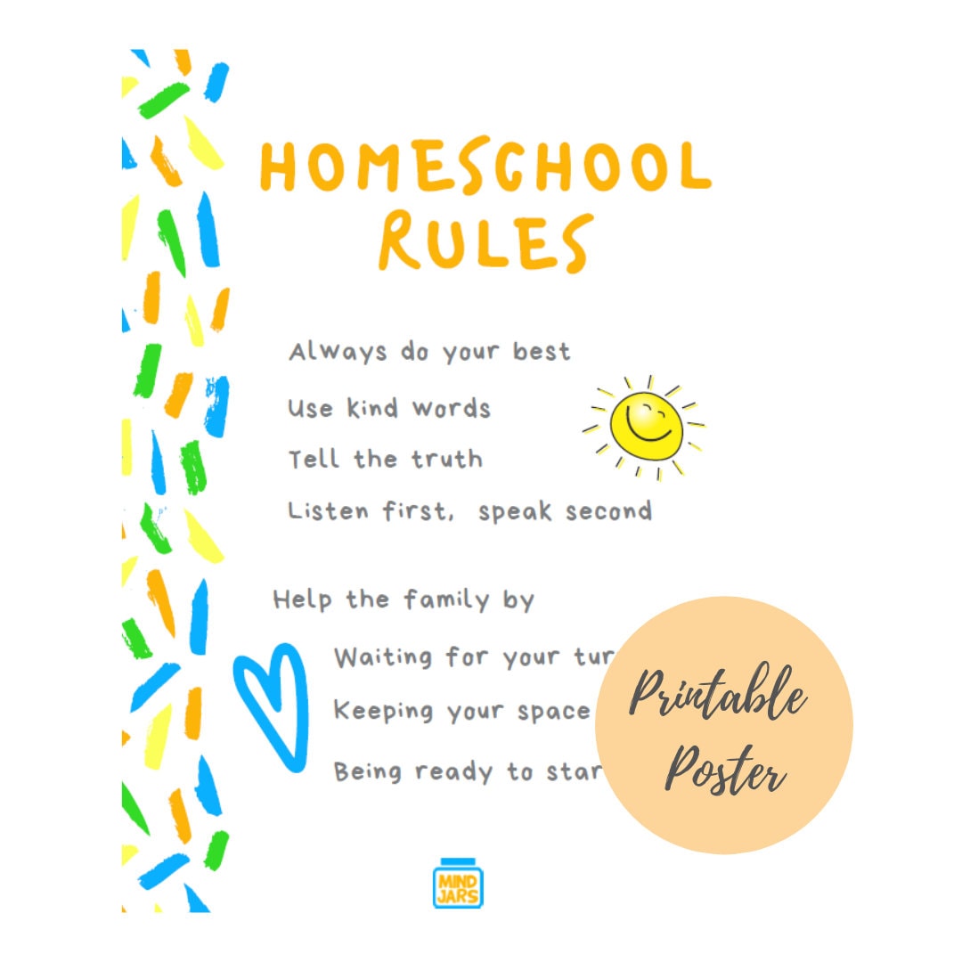 Printable Homeschool Rules Poster Classroom Rules House Rules Virtual ...