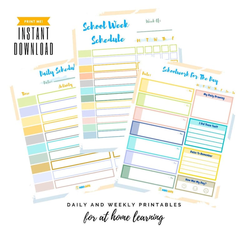 Student Planner Printable Kids Daily Schedule Weekly Planner Timetable ...