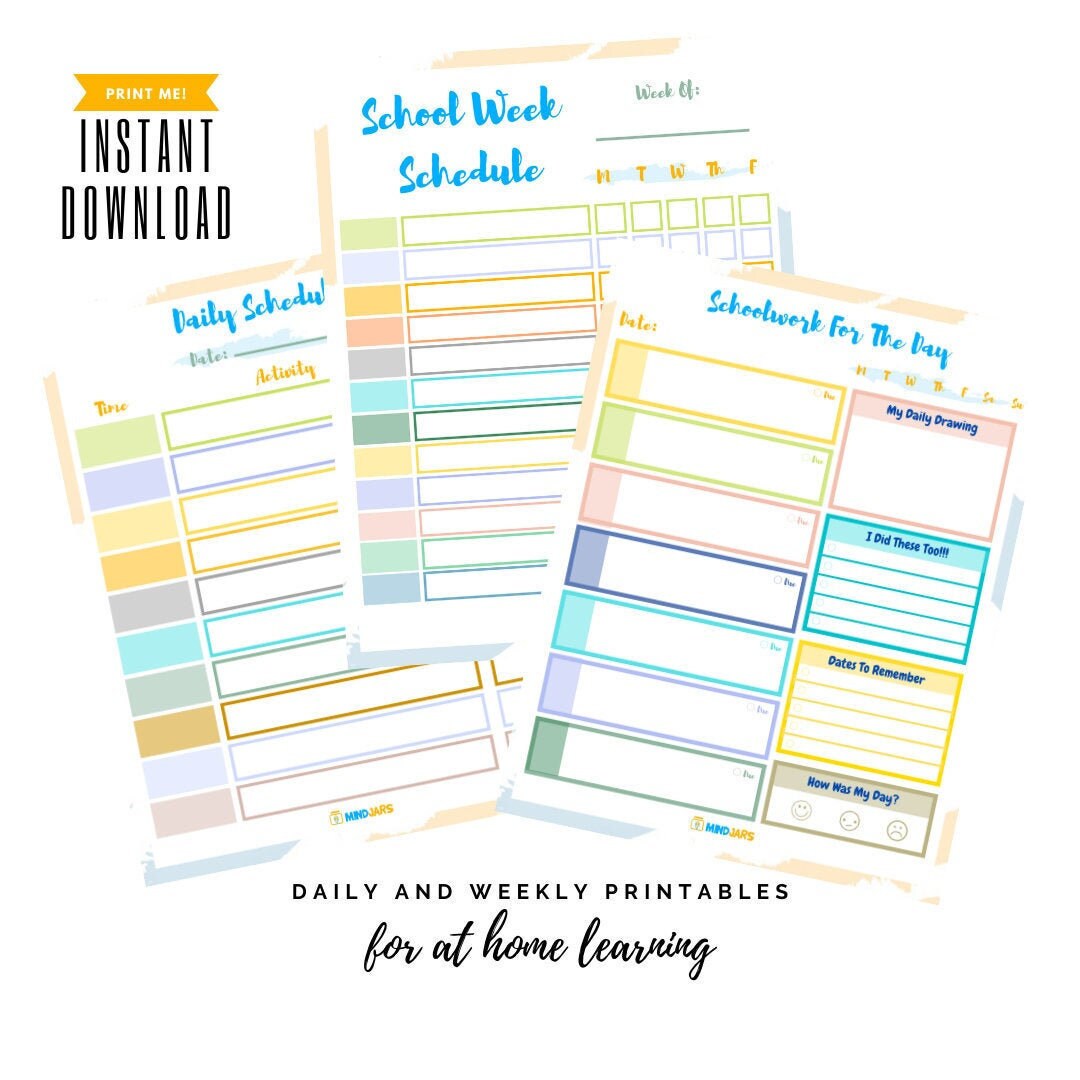Student Planner Printable Kids Daily Schedule Weekly Planner Timetable ...