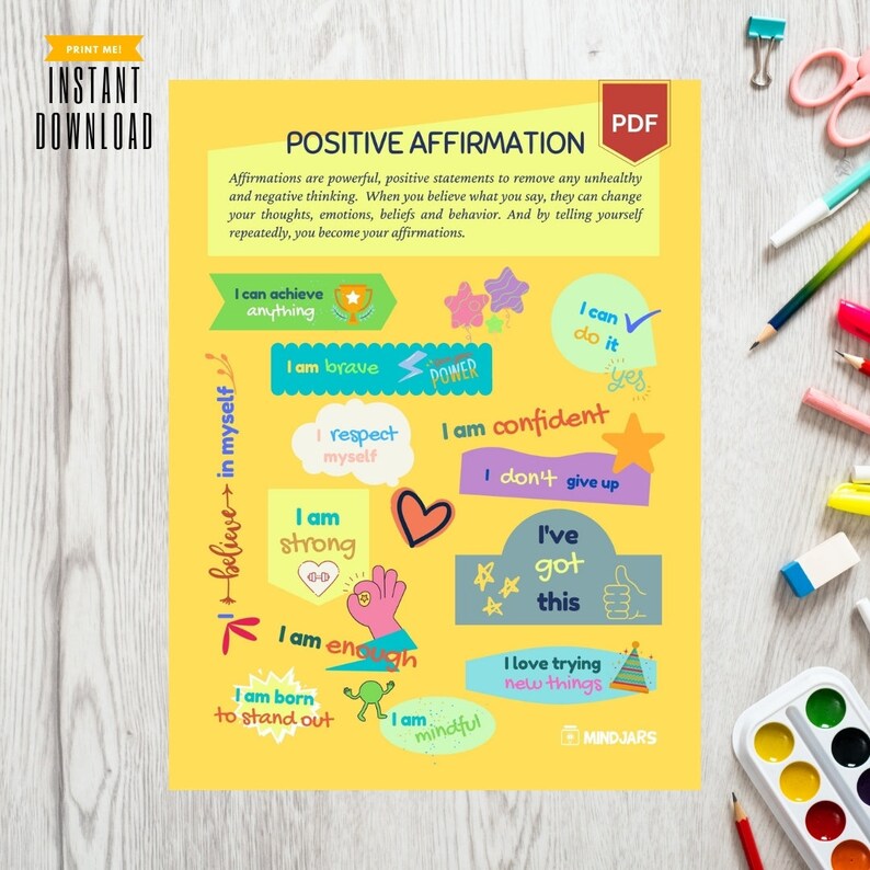 Positive Affirmation Poster (PDF) - Powerful Positive Statements to ...