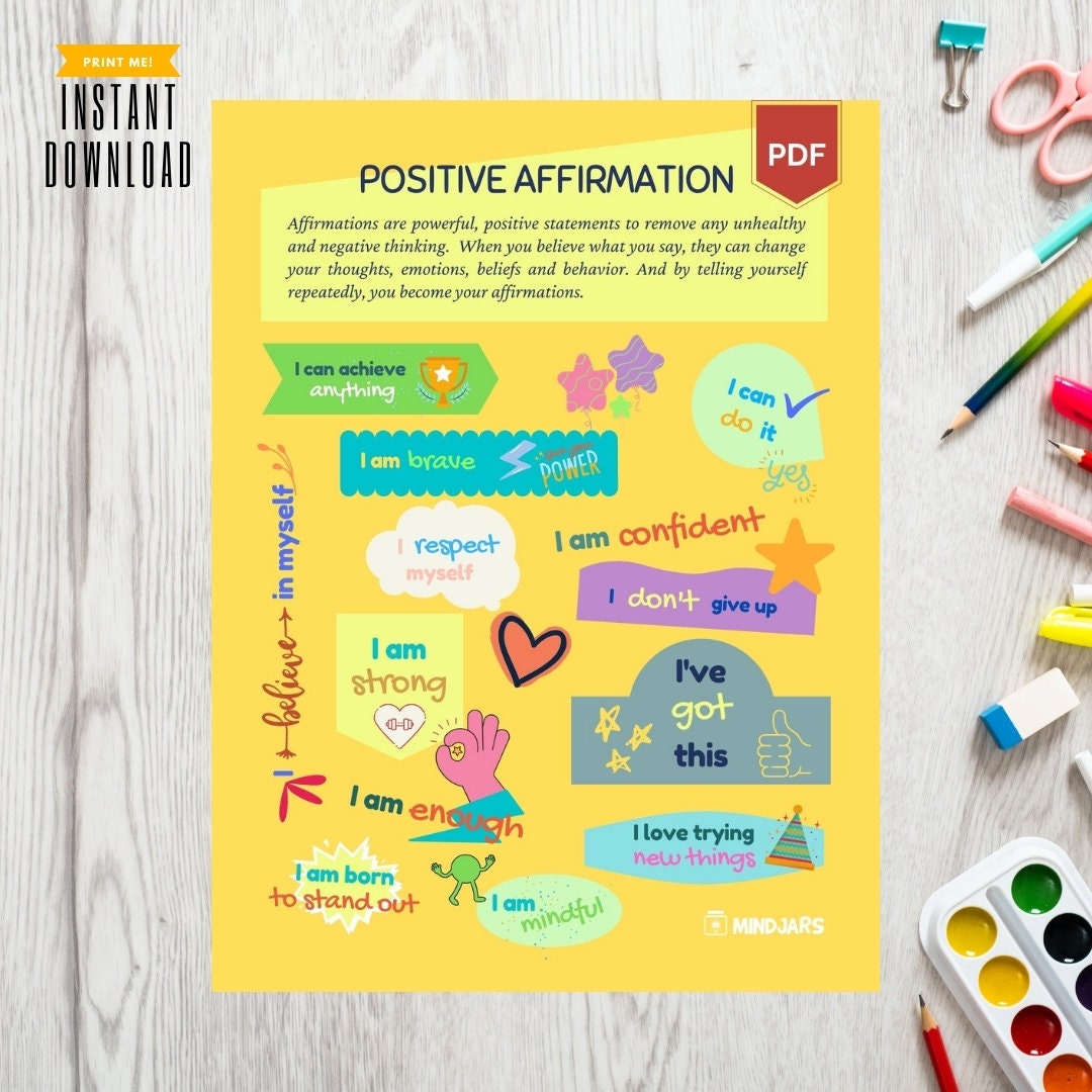 Positive Affirmation Poster (PDF) - Powerful Positive Statements to ...