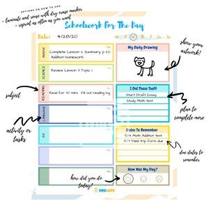 Student Planner Printable Kids Daily Schedule Weekly Planner Timetable ...