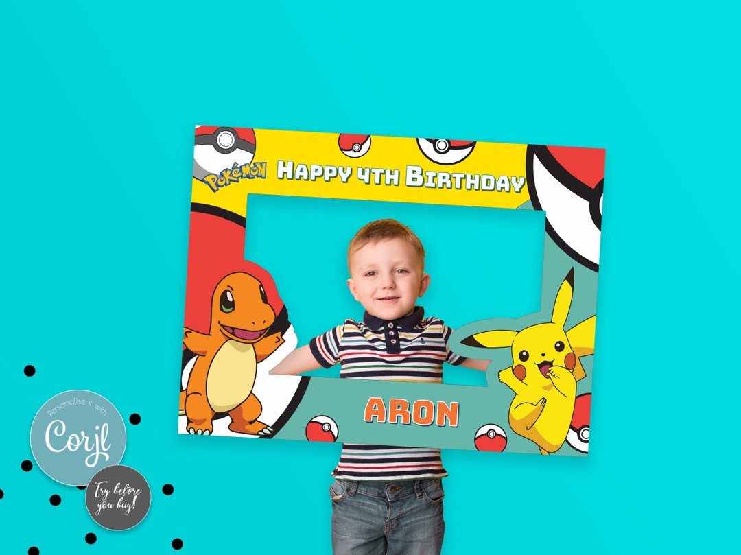 POKEMON Birthday, SELFIE BOARD, Photobooth Props, Trendy Designs ...
