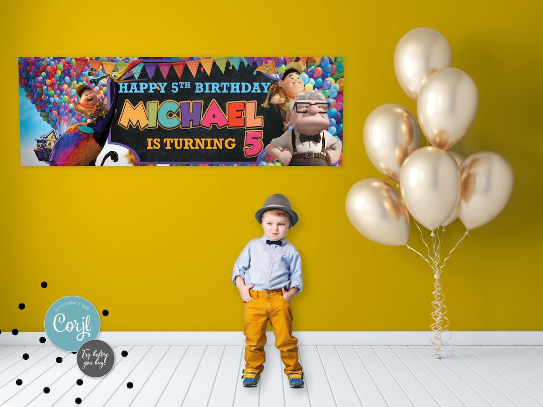 Up Movie Party, Birthday Backdrop, Maximalist Decor, Fabric BANNERS ...