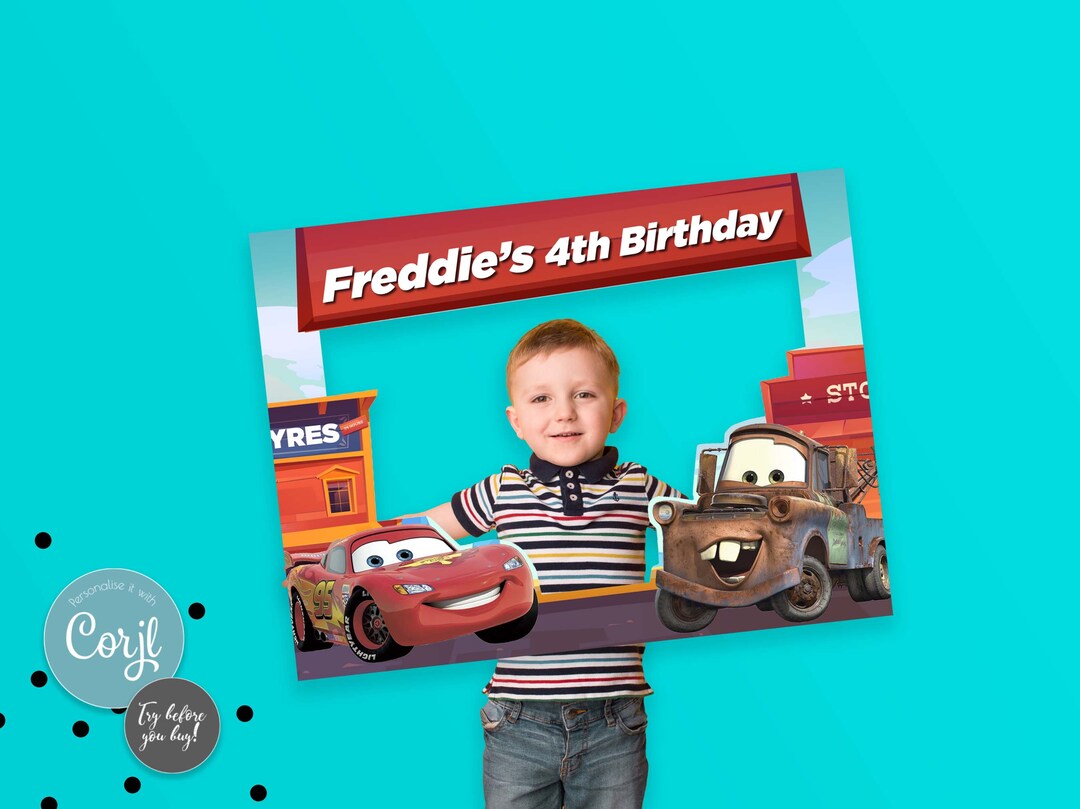 Personalised Cars Selfie Frame Custom Cutout Birthday Party Photo Booth ...