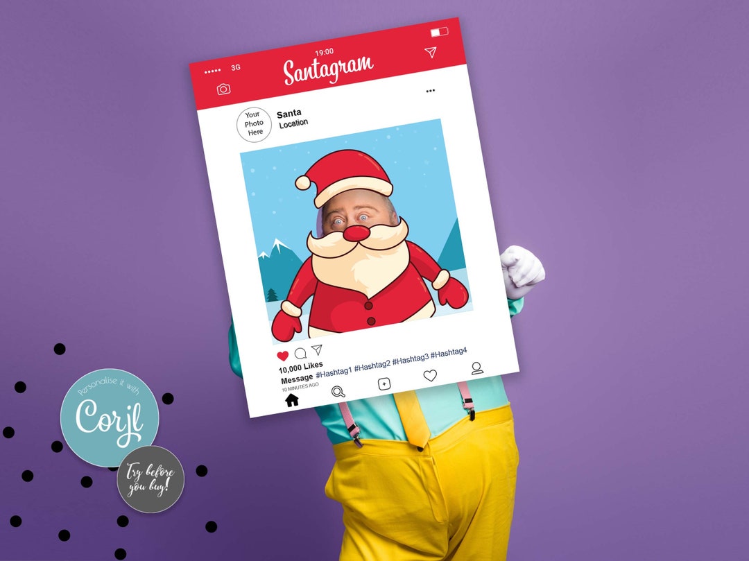Personalized Santagram Selfie Frame: Christmas Party Photo Booth Prop ...