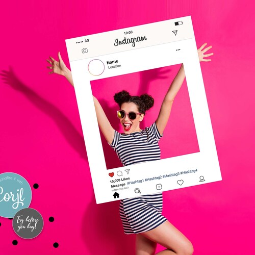 Instagram Photo Prop Selfie Board Photo Booth Frame Trendy Etsy Uk