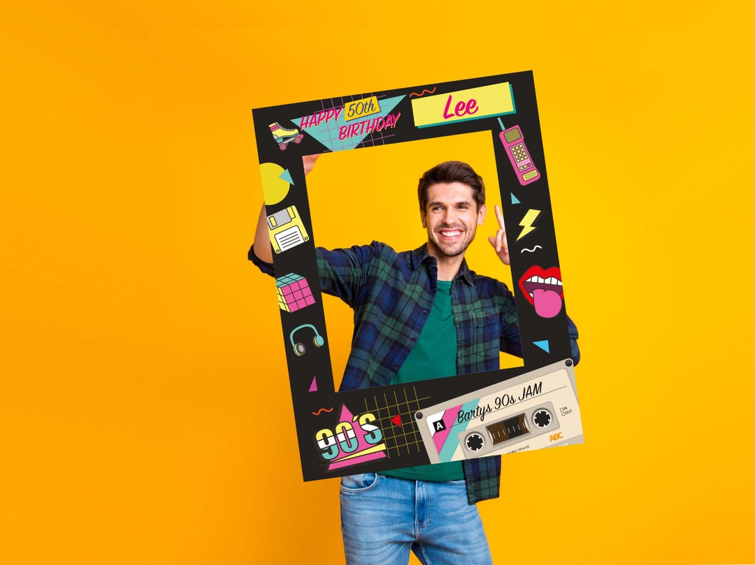 90's Theme Personanlised Selfie Frame: Custom Party Selfie Prop Photo ...