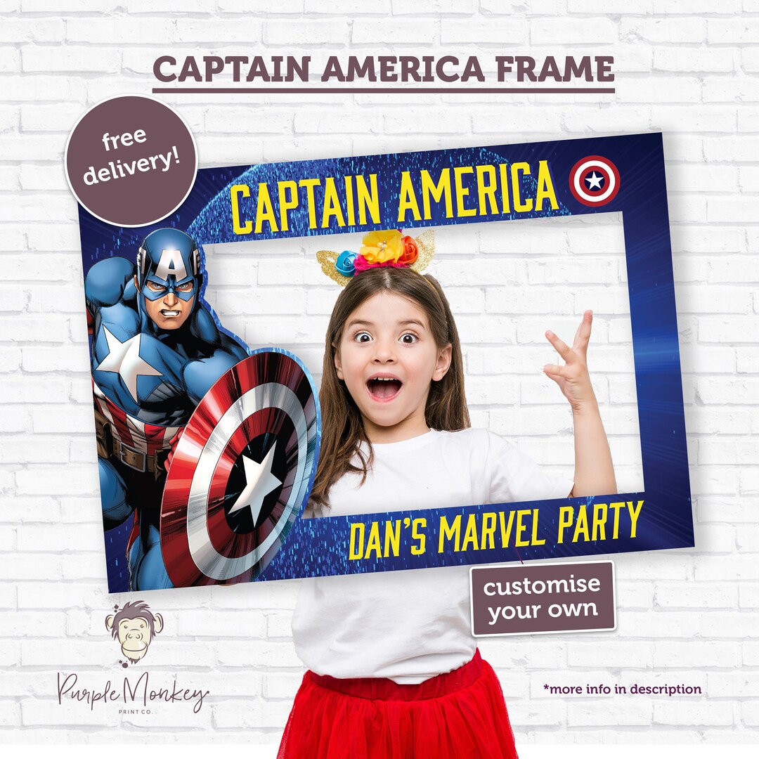 Personalized Captain America Selfie Frame: Birthday Party Photo Booth ...
