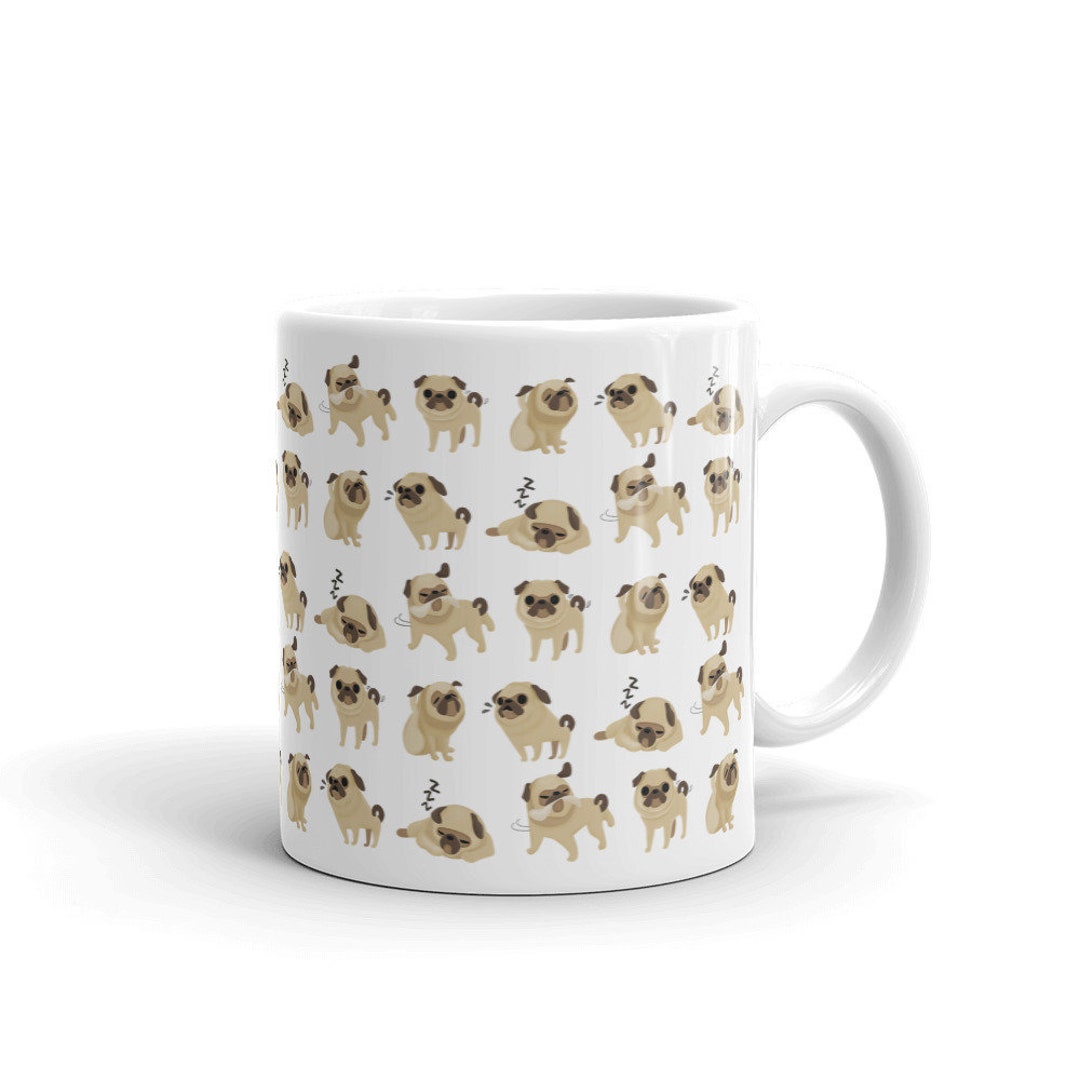 Pug Mug: Funny Pug on White Glossy Ceramic Mug. Art by Bark&run! - Etsy