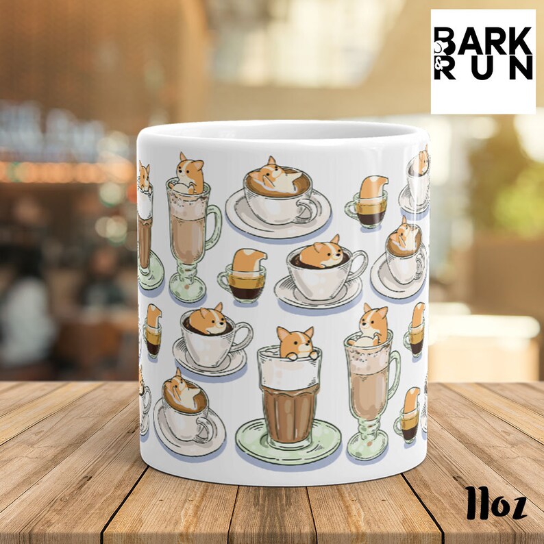 CORGI MUG: Chubby Pembroke Welsh Corgi COFFEE Pattern Art on - Etsy