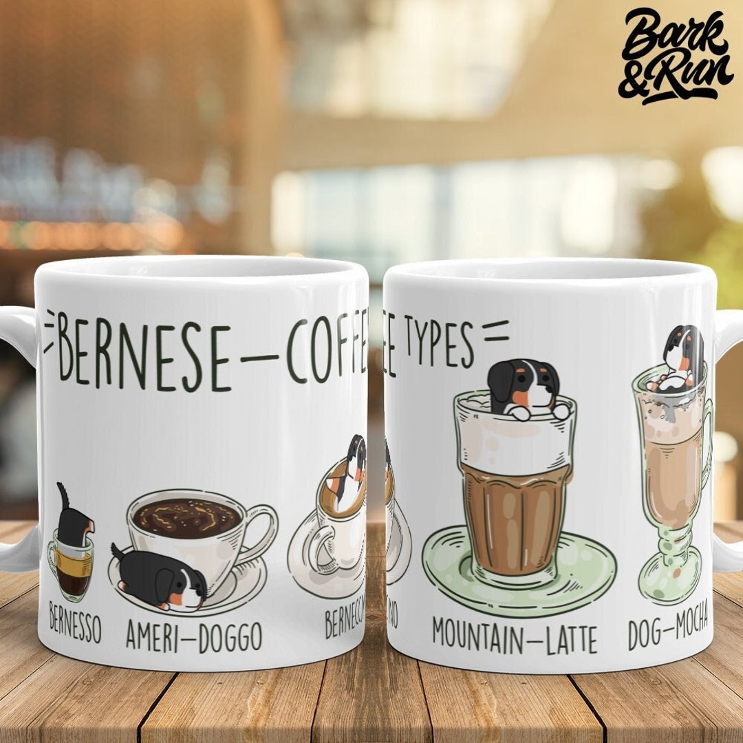 BERNER BECHER: Chubby Berner Mountain Dog Coffee Art auf weiß ...
